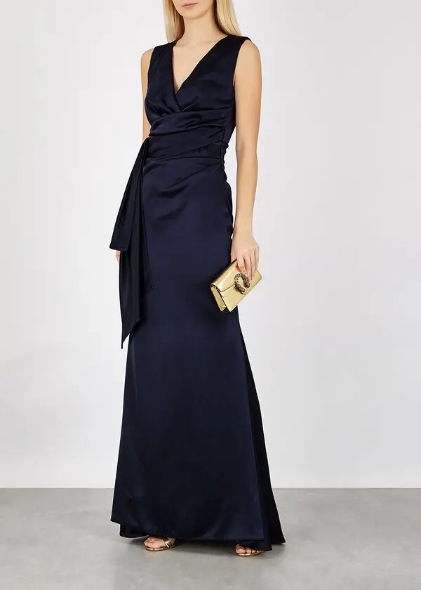 Talbot Runhof Bosworth Wrap-effect Satin Gown