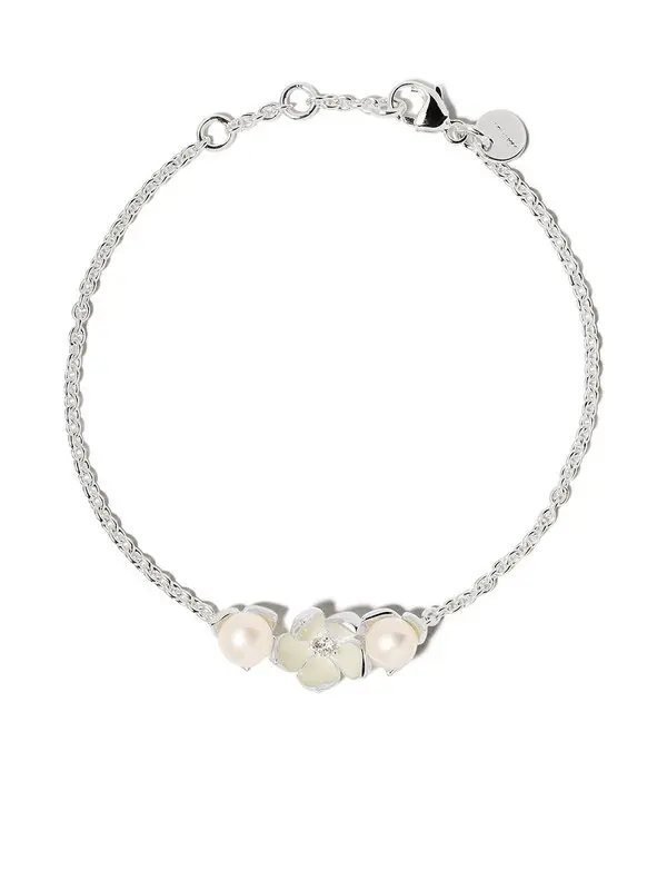 SHAUN LEANE Silver Cherry Blossom Diamond And Pearl Bracelet - Sterling Silver