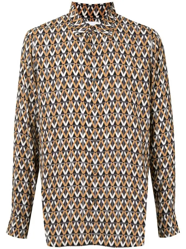PORTS V Geometric Print Long-sleeve Shirt