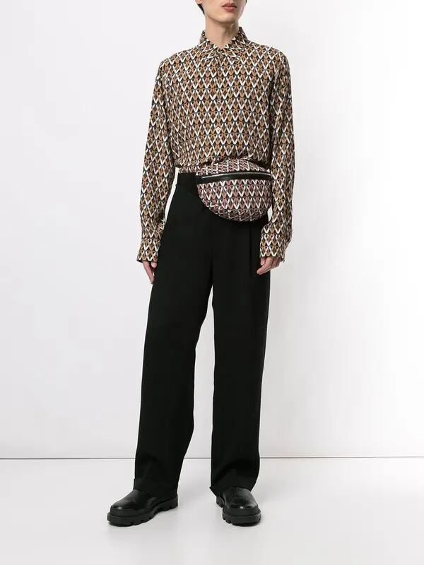PORTS V Geometric Print Long-sleeve Shirt