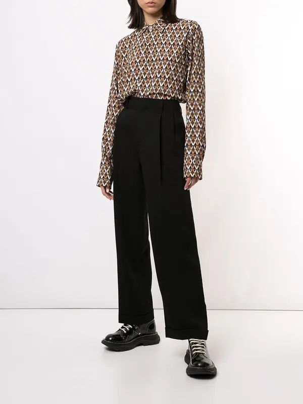 PORTS V Geometric Print Long-sleeve Shirt