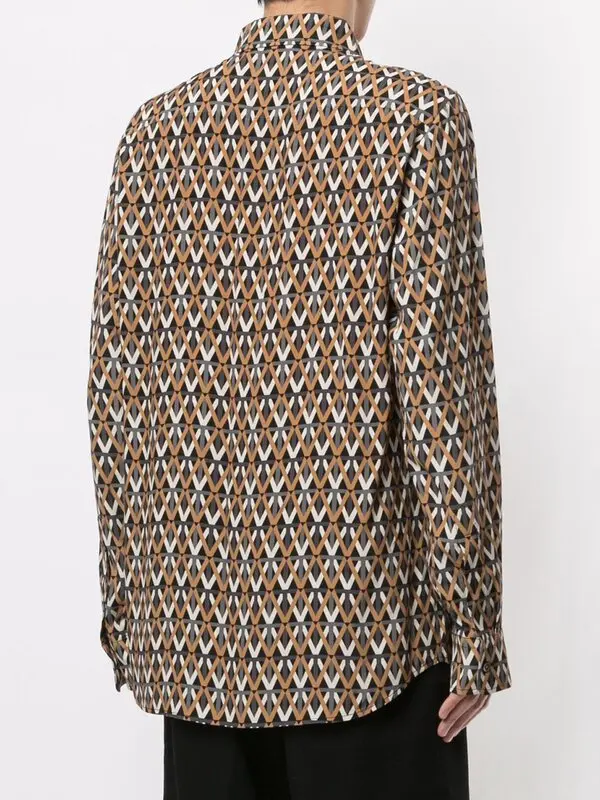 PORTS V Geometric Print Long-sleeve Shirt