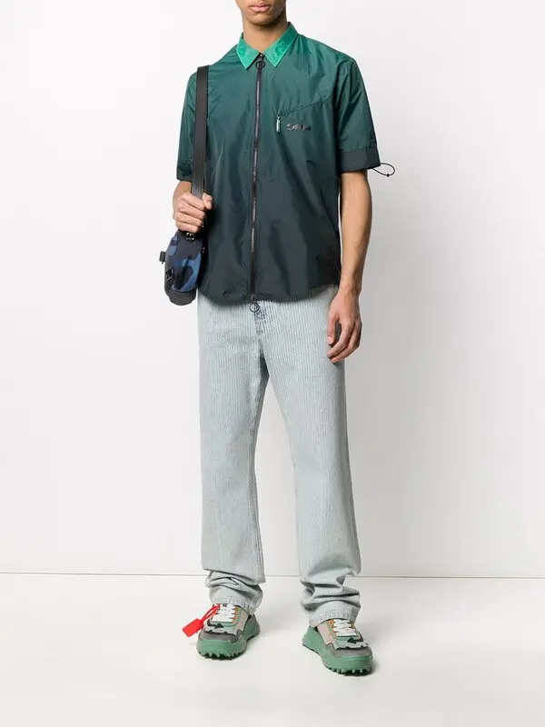 Off-White Drawstring Detailed Zip-up Shirt