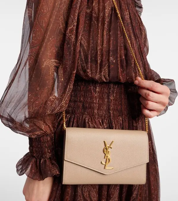 Saint Laurent Uptown Leather Chain Bag - Beige