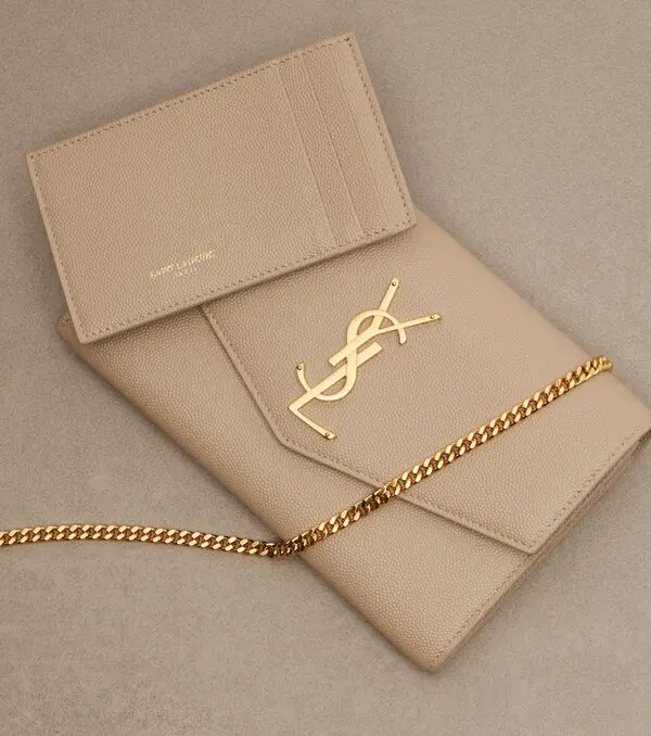 Saint Laurent Uptown Leather Chain Bag - Beige