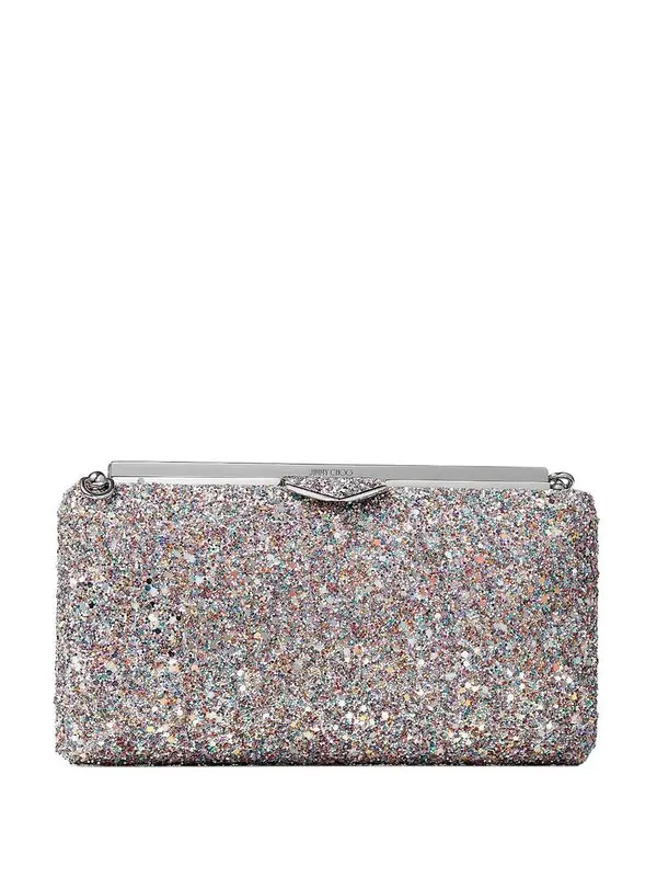 JIMMY CHOO グリッタークラッチバッグ シルバー/ブルー/ピンク JIMMY CHOO ジミーチュウ CANDY グリッタークラッチバッグ チェーン
