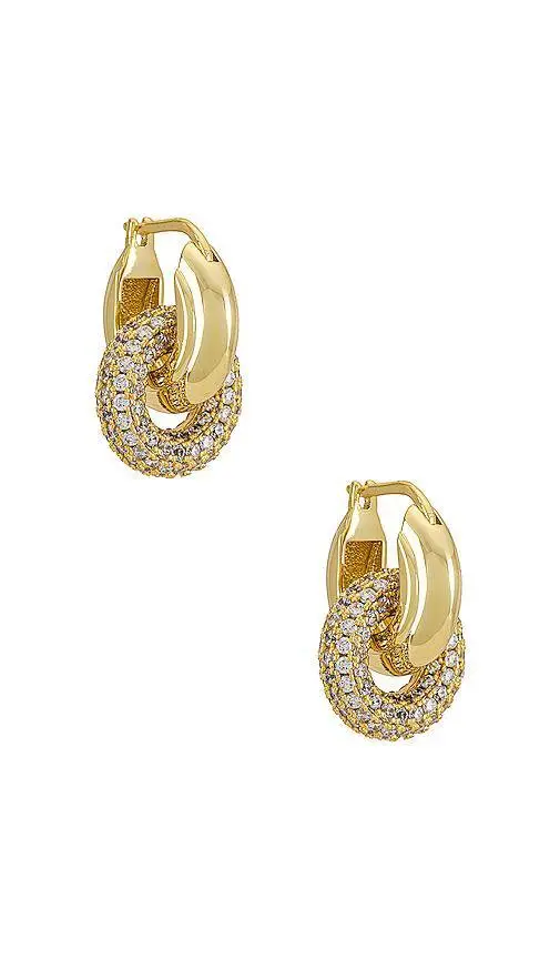 LUV AJ Pave Interlock Hoop Earrings - Gold