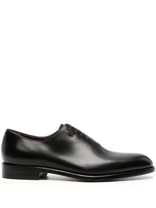 FERRAGAMO Tramezza Calf Leather Oxford Shoes - Black