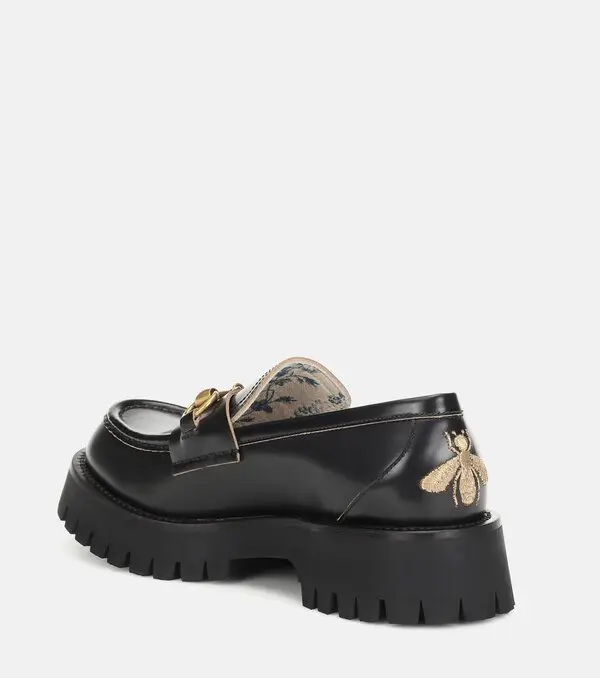 Gucci Horsebit Embroidered Leather Loafers