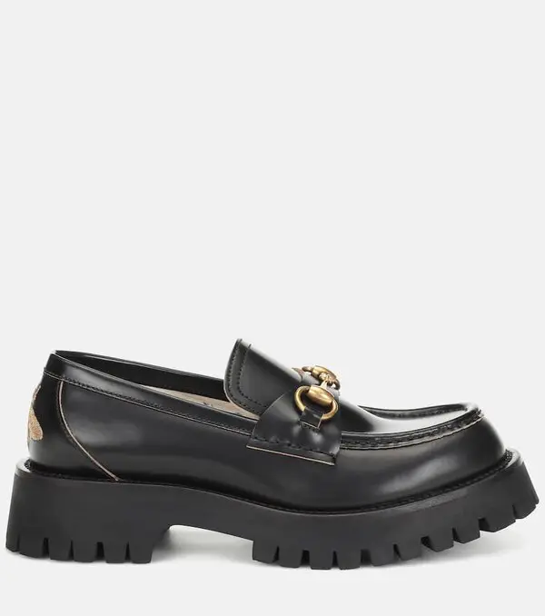 Gucci Horsebit Embroidered Leather Loafers