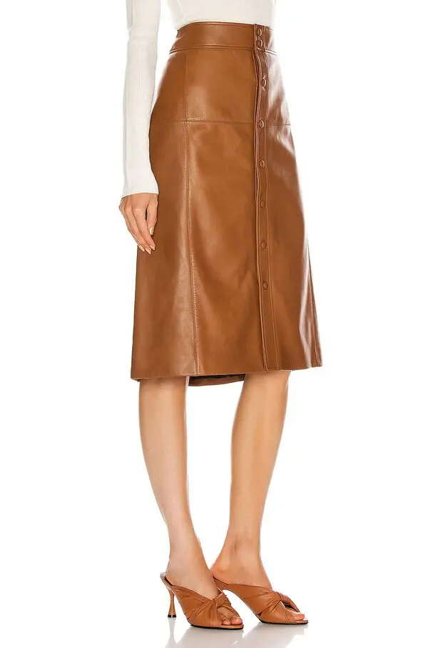 Saint Laurent High Waisted Leather Skirt