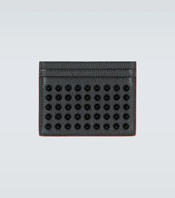 CHRISTIAN LOUBOUTIN Kios Spikes Leather Card Holder - Black
