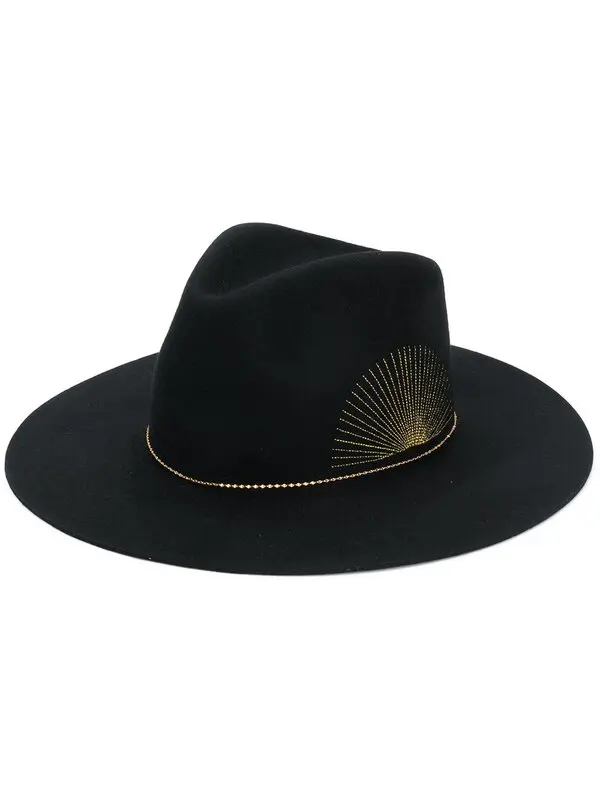 VAN PALMA Basile Bead Embellished Hat - Black