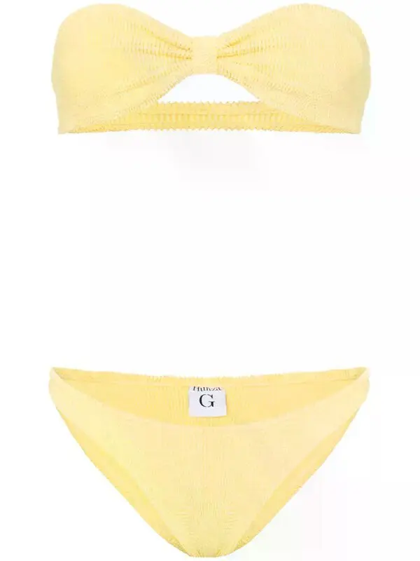 Hunza G Jean Crinkle Bandeau Bikini - Yellow
