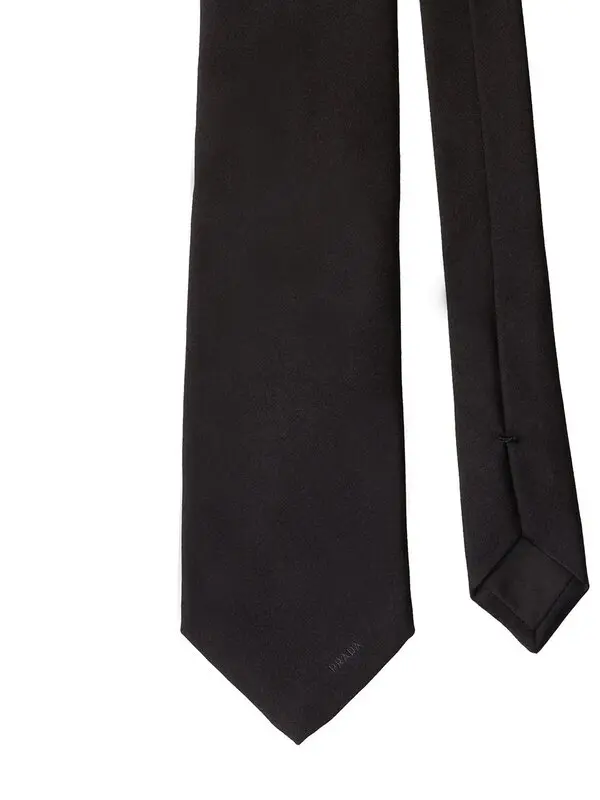 Prada Pointed Satin Tie - Black