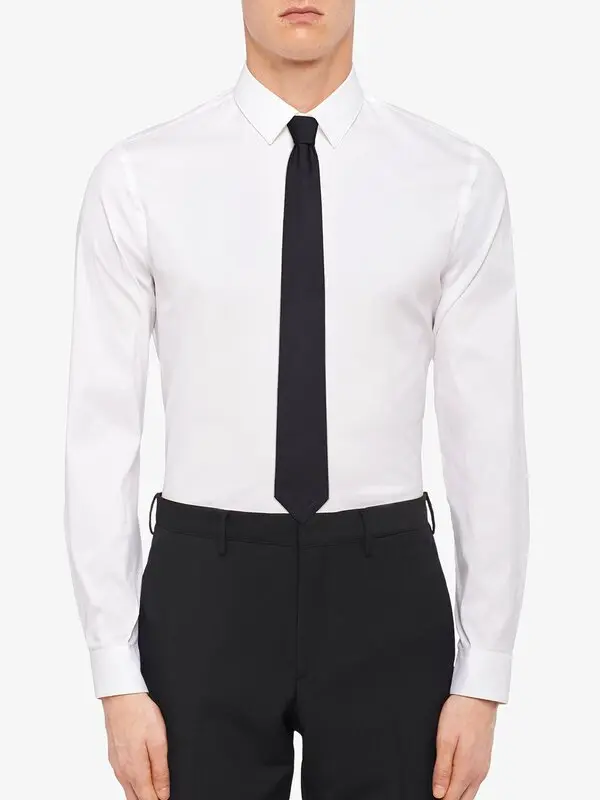 Prada Pointed Satin Tie - Black