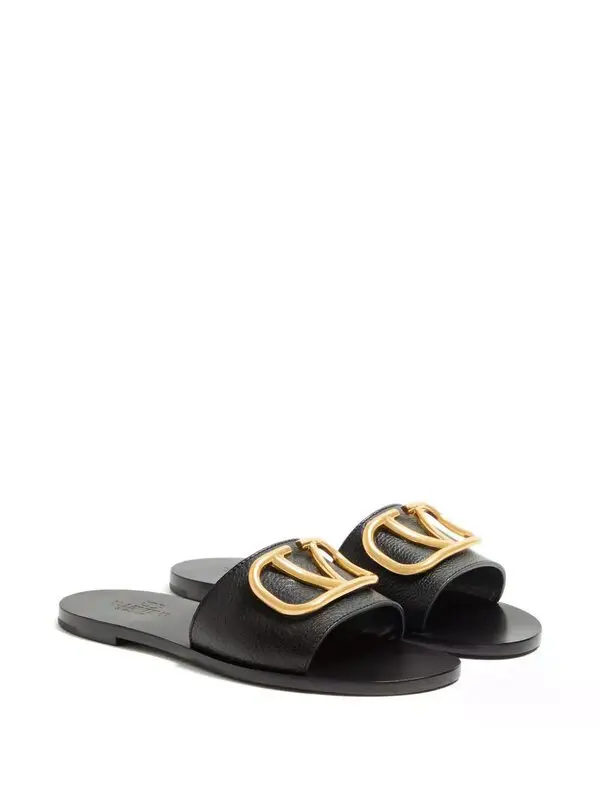 Valentino Garavani Vlogo Signature Leather Sandals - Black