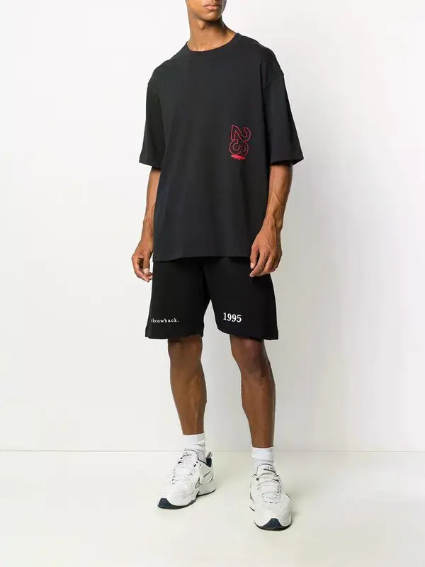 THROWBACK. Logo Embroidered Track Shorts - Black