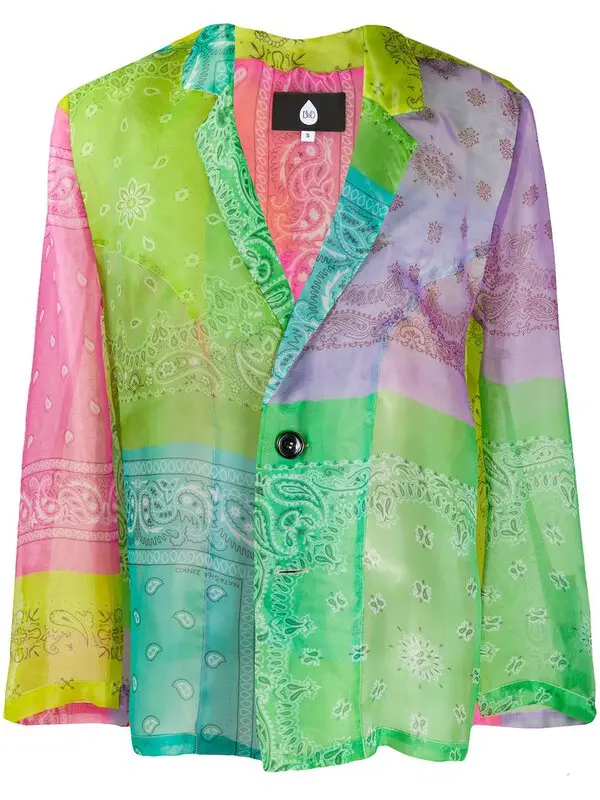 DUOLTD Paisley Colour-block Blazer - Pink