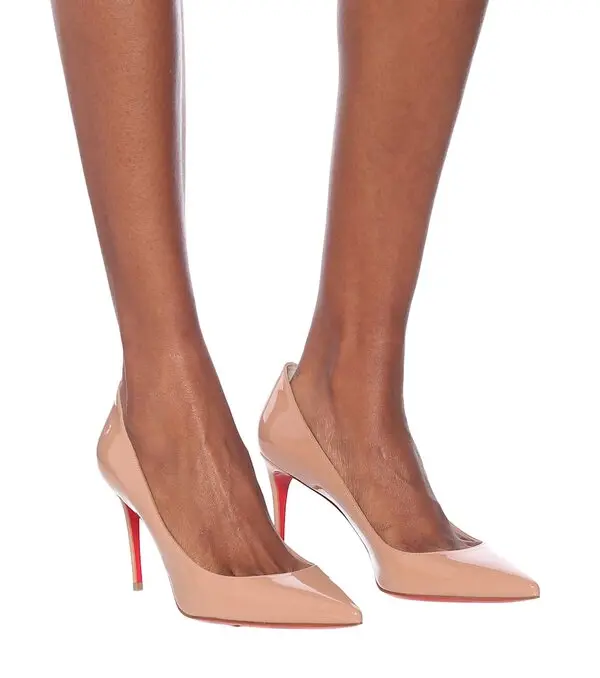 CHRISTIAN LOUBOUTIN Kate 85 Patent Leather Pumps - Beige