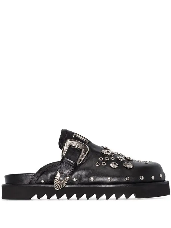 TOGA VIRILIS Studded Slippers - Black