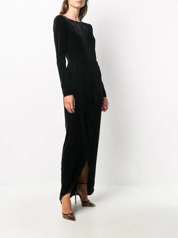 Giorgio Armani Long-Sleeved Velvet Dress In Black - 38% Off | Editorialist