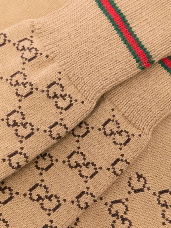 Gucci Gg Pattern Socks - Neutrals | Editorialist