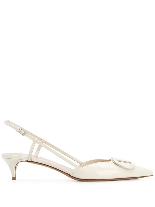 Valentino Garavani Vlogo 40mm Slingback Pumps - White