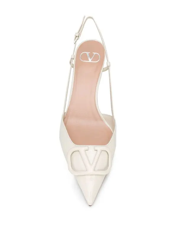Valentino Garavani Vlogo 40mm Slingback Pumps - White