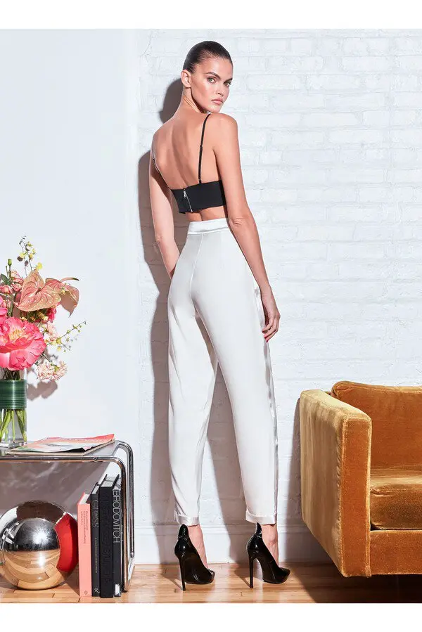 FLEUR DU MAL Silk Pleated Tuxedo Pant