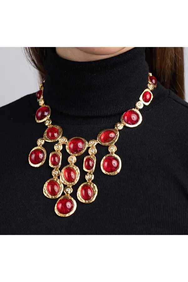 KENNETH JAY LANE Ruby Drop Necklace - Gold