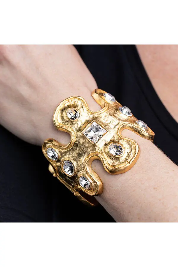 KENNETH JAY LANE Tone Crystal Cuff - Gold