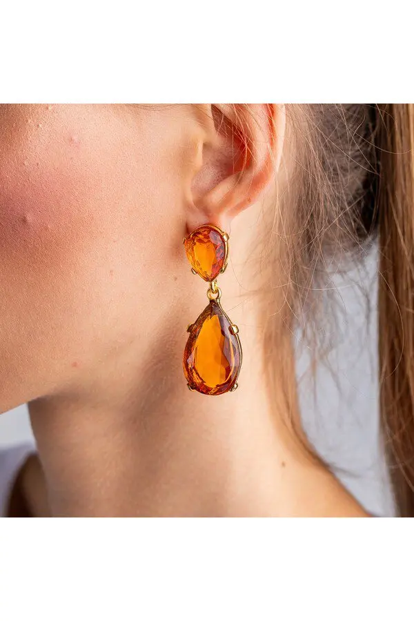 KENNETH JAY LANE Tone Topaz Teardrop Earrings - Gold