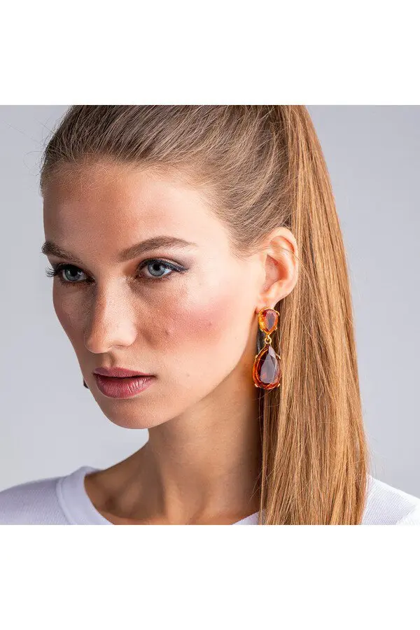 KENNETH JAY LANE Tone Topaz Teardrop Earrings