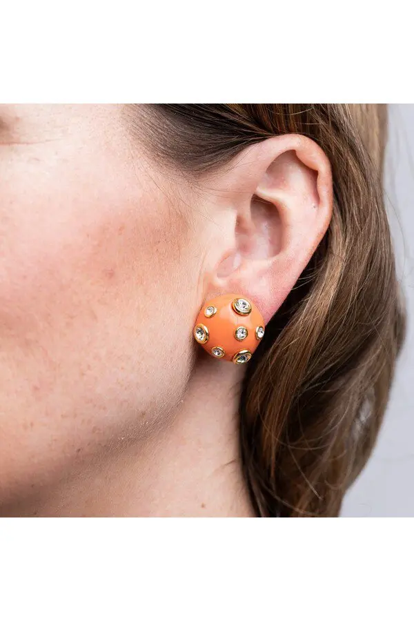 KENNETH JAY LANE Domed Clip-on Earrings - Coral