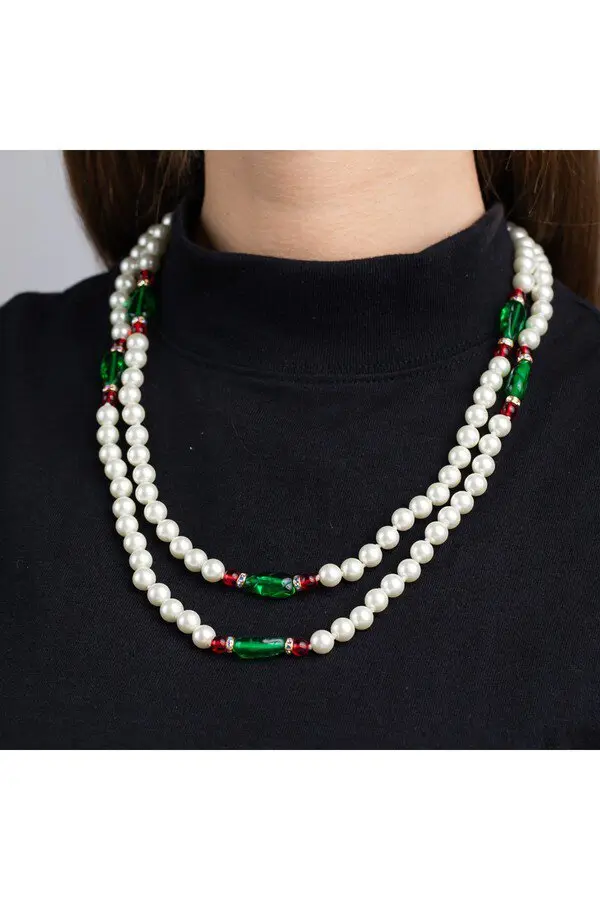 KENNETH JAY LANE Pearl, Emerald And Ruby Necklace - Natural