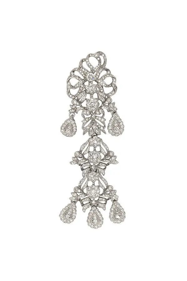 KENNETH JAY LANE Antique & Crystal Drop Pin - Silver