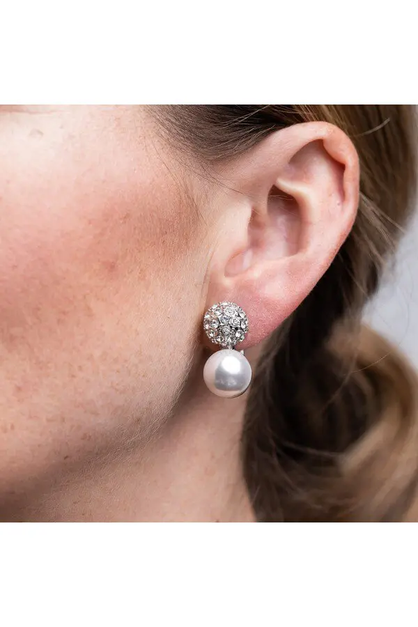 KENNETH JAY LANE Pave And Pearl Pierced Earrings - Lime