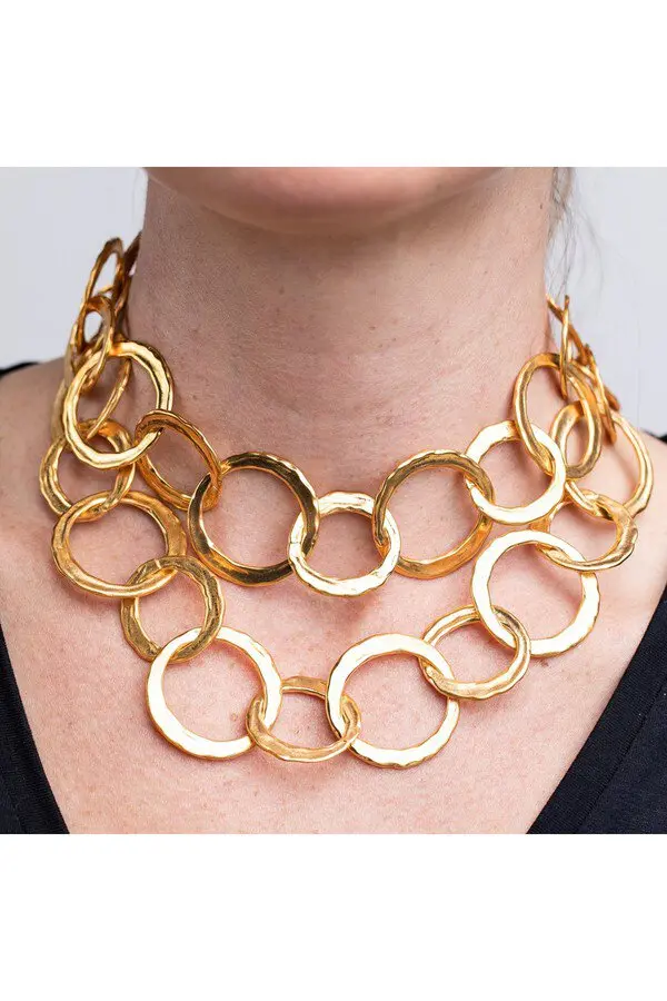 KENNETH JAY LANE Circle Link Necklace - Gold
