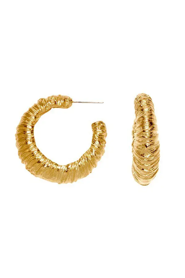 KENNETH JAY LANE Satin Wrapped Hoop Earrings - Gold