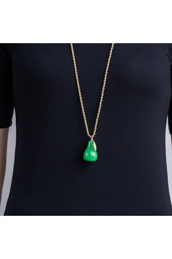 KENNETH JAY LANE Jade Pear Pendant Necklace - Gold