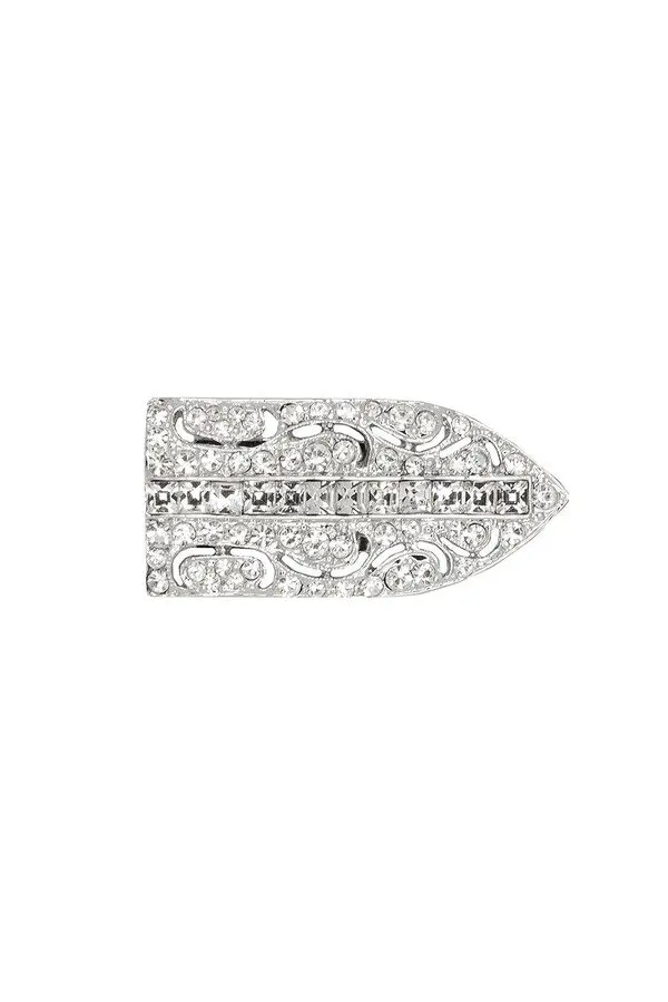 KENNETH JAY LANE Plated Crystal Clip - Silver