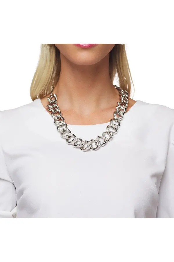 KENNETH JAY LANE And Crystal Link Necklace - Silver