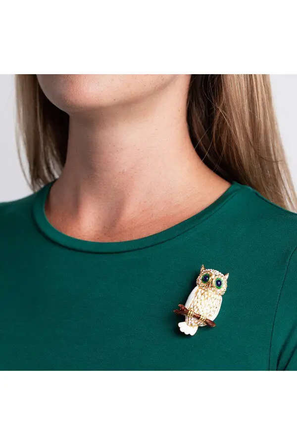 KENNETH JAY LANE Tone Owl Pin - Gold