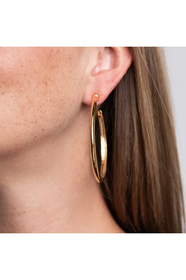 KENNETH JAY LANE Polished Hoop Pierced Earrings - Gold