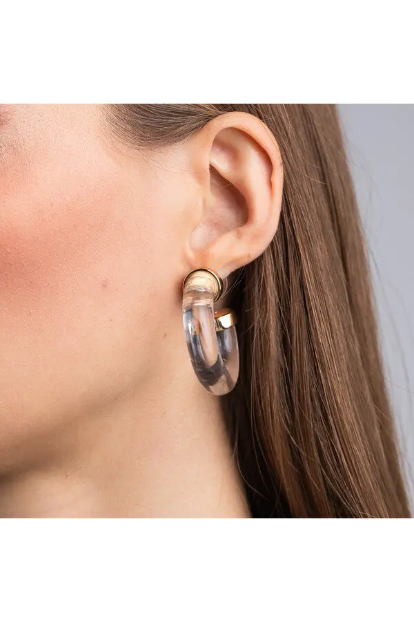 KENNETH JAY LANE Acrylic Hoop Earrings - Gold