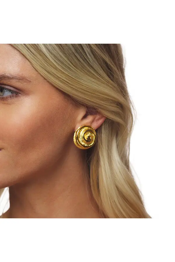 KENNETH JAY LANE Swirl Button Clip Earrings - Gold