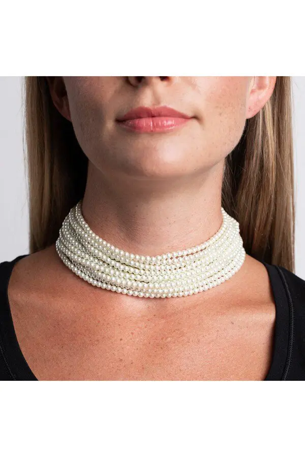 KENNETH JAY LANE Pearl Choker Necklace - Silver