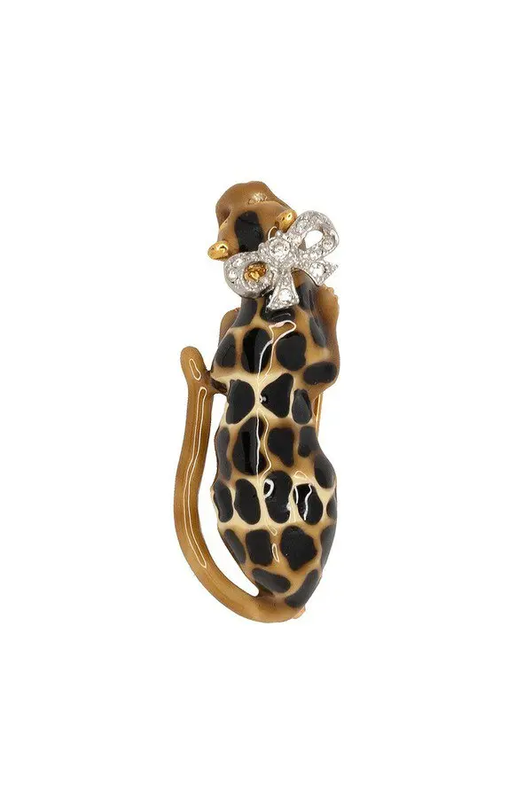 KENNETH JAY LANE Leopard Bow Pin - Gold