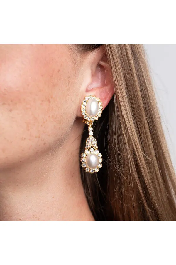 KENNETH JAY LANE Cultura Pearl And Cabochon Clip-on Drop Earrings - Gold